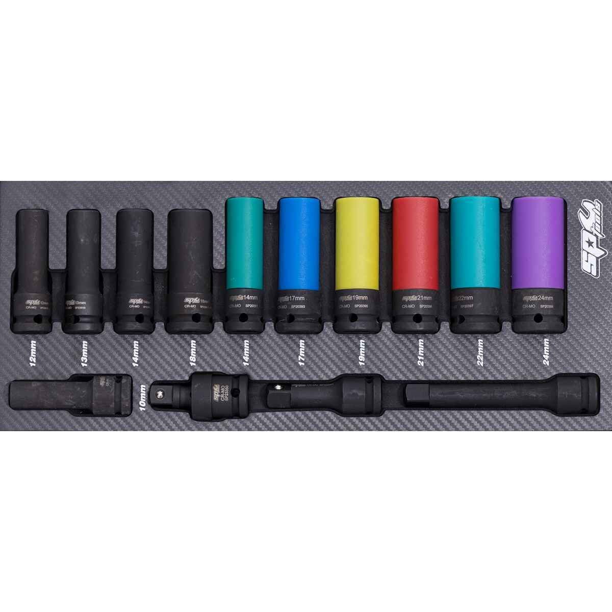 SP TOOL - 14PC 1/2" DRIVE METRIC NON-MARRING IMPACT SOCKET SET w/ EVA ...