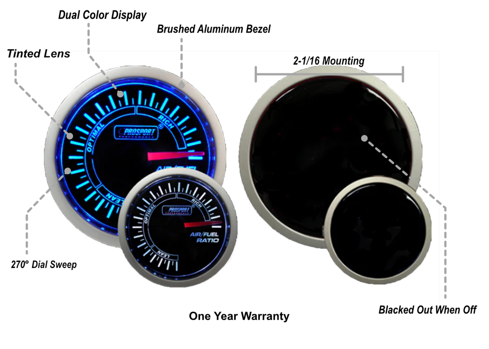 Air Fuel Ratio Gauge-2-1/16" Blue/White -Prosport Guages – Drift HQ